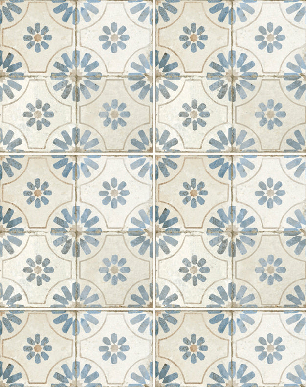 Penrose Blue Patterned Ceramic Tiles | Quorn Stone